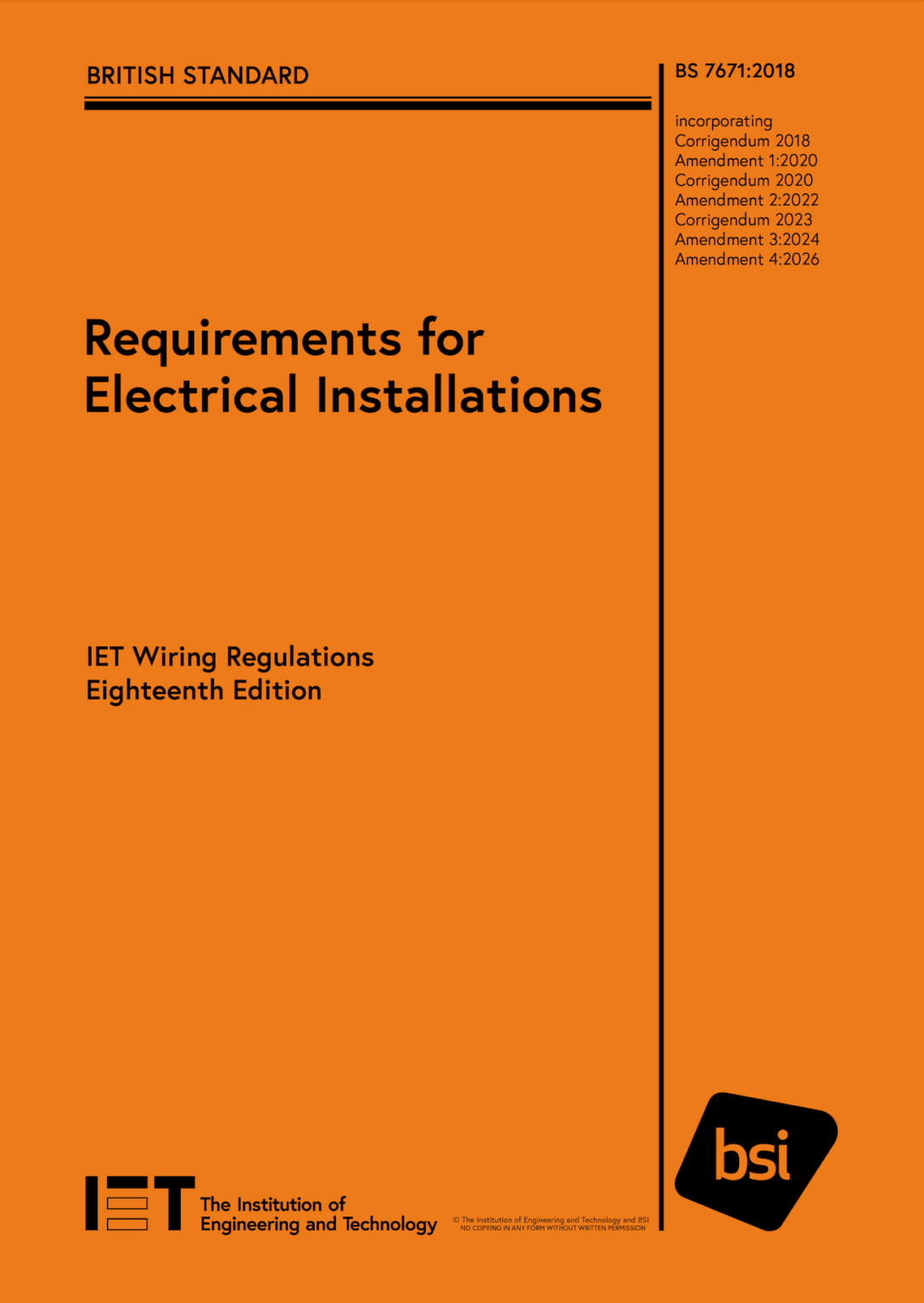 IET and BSI publish Amendment 4 (2026) to BS 7671:2018 (Wiring ...